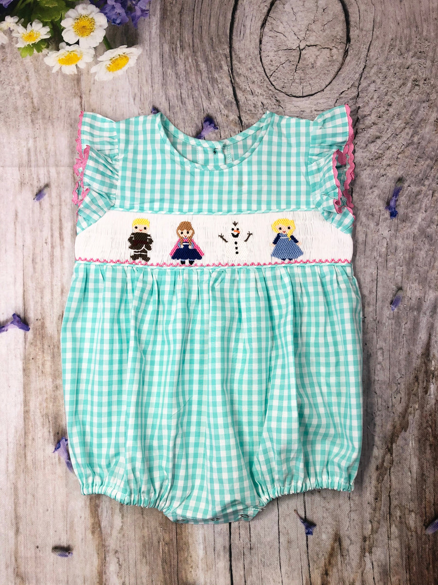 Frozen theme smocked bubbles – Honey Bee Smocked Boutique