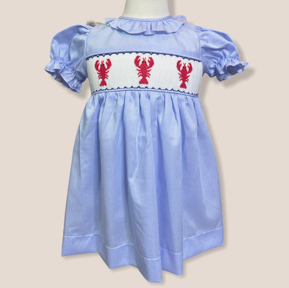 Blue Crawfish smocked dress – Honey Bee Smocked Boutique